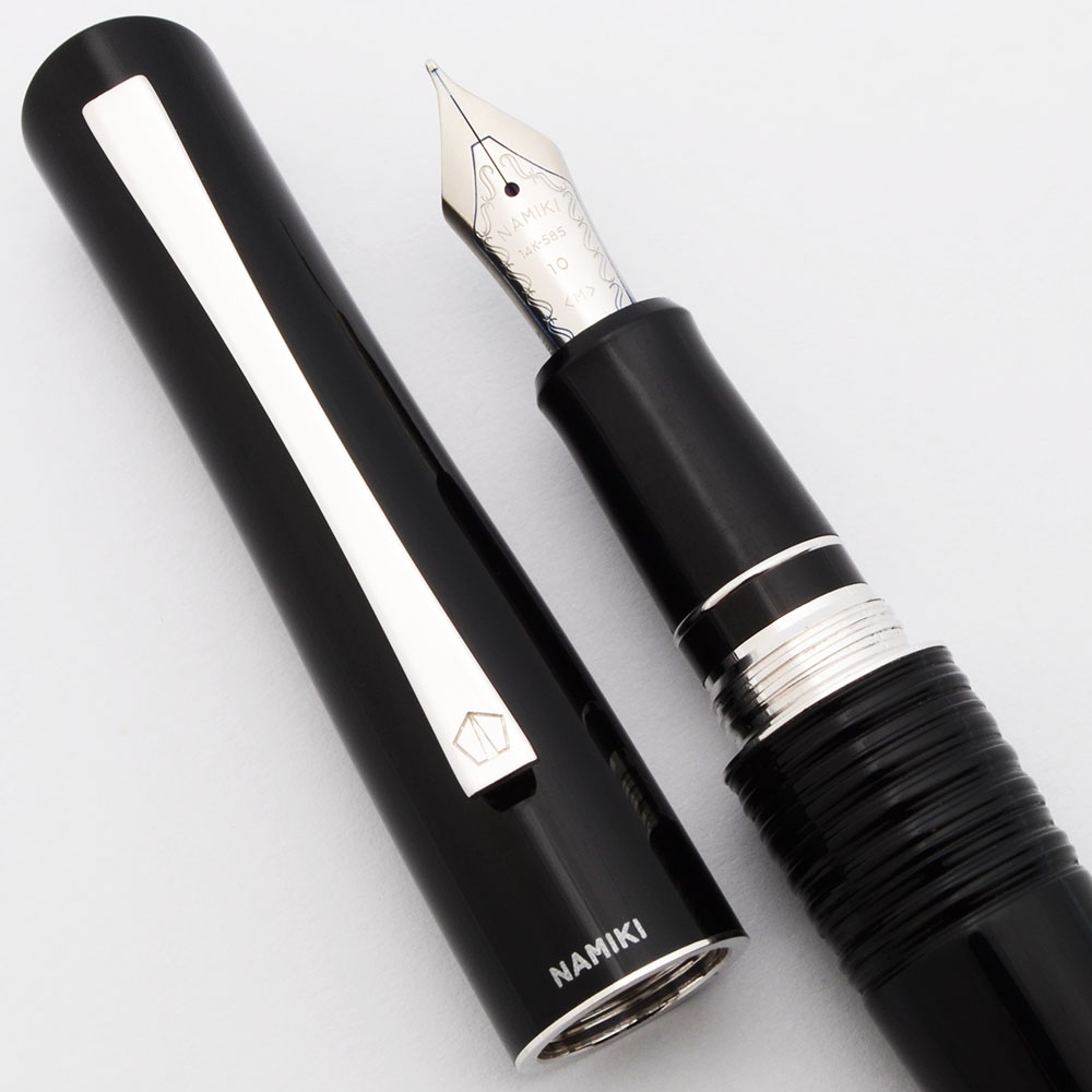 Namiki Bamboo Fountain Pen - Black Resin, Rhodium Plated Trim, Medium (Excellent in Box, Works ...